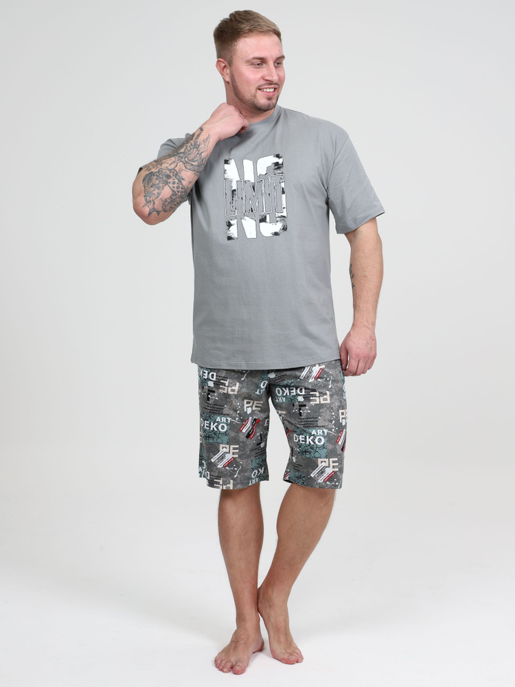 Пижама Мужской Iv-Capriz с футболкой, с шортами Кулирная гладь, Хлопок ...