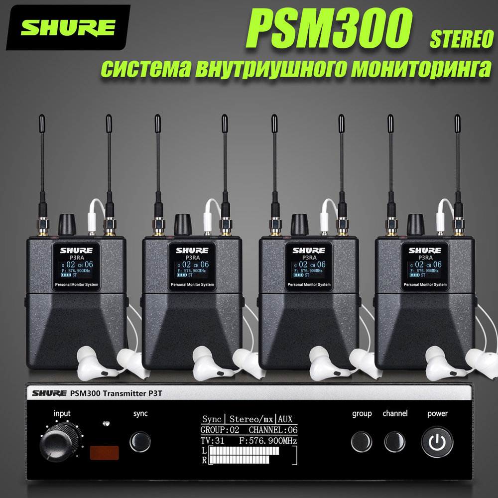 SHURE PSM300 STEREO Профессиональная система мониторинга, беспроводное ...
