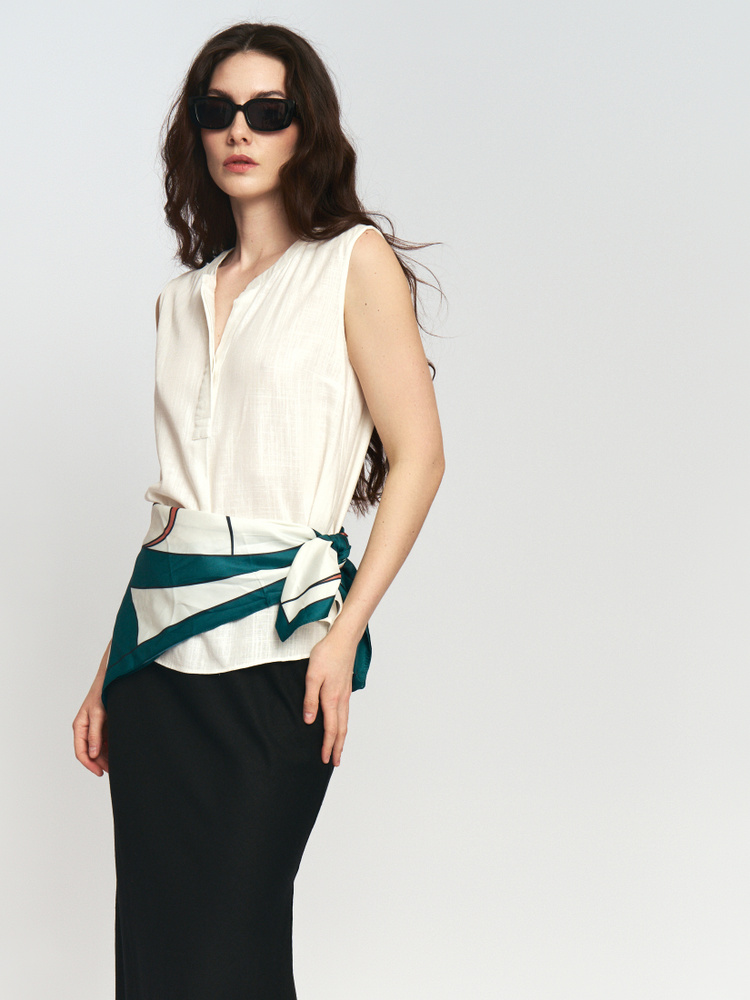 Блузка Женский Zolla белый Без рукавов, размер 44 Китай Повседневный ...