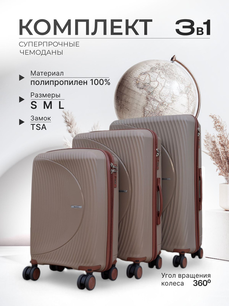 MoonLin Чемодан Полипропилен купить на OZON по низкой цене (2509456002)