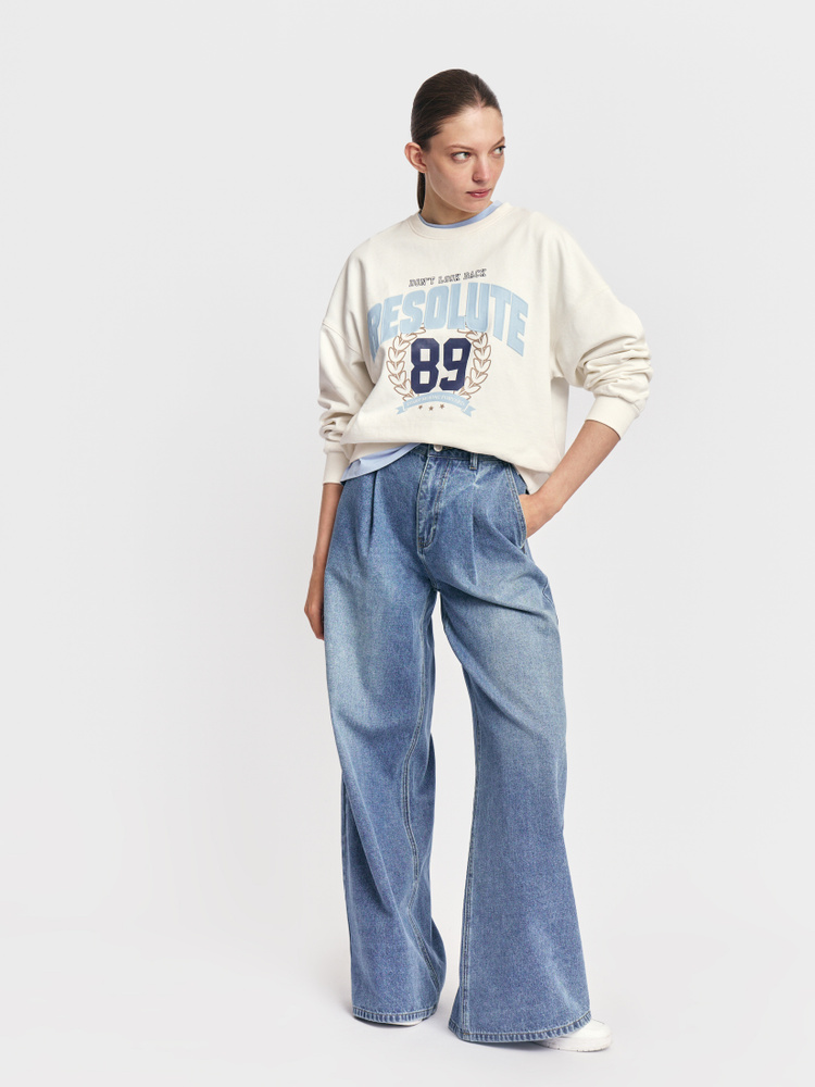 Свитшот Женский Zolla белый Хлопок, размер 46 Китай купить c доставкой на OZON по низкой цене ...