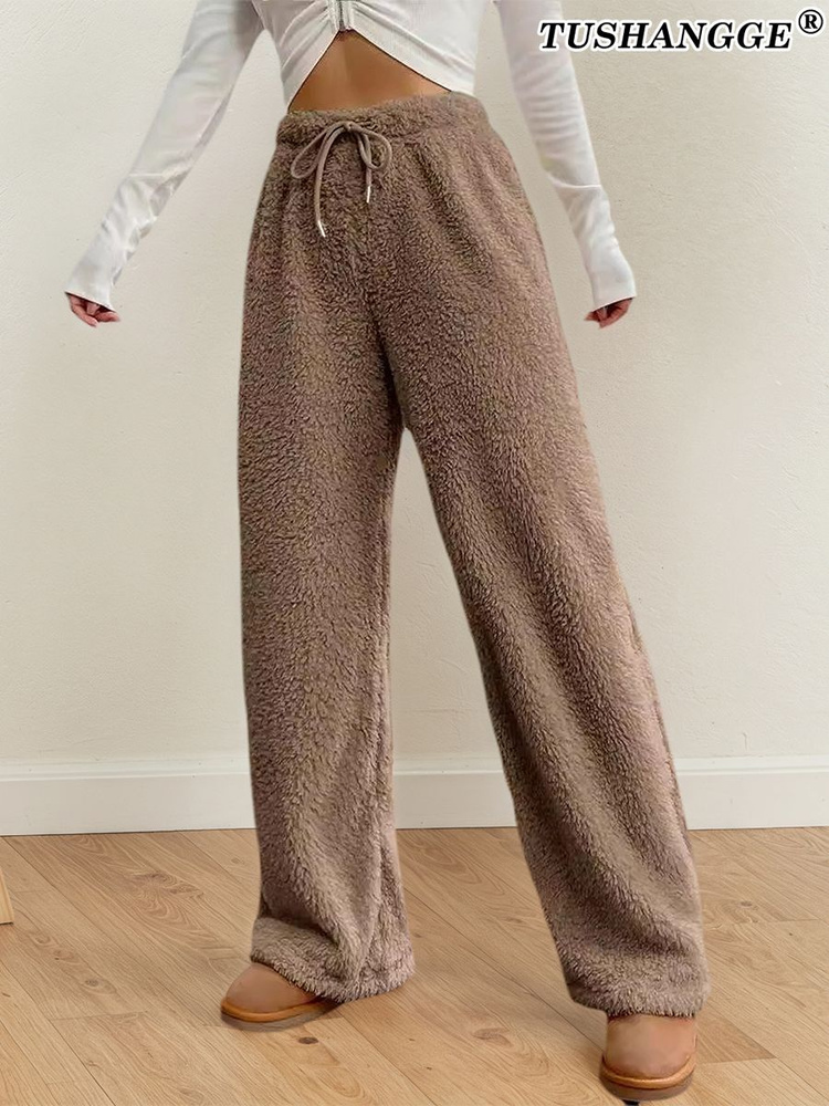 Брюки Женский TUSHANGGE коричневый Полиэфирное волокно Повседневный, размер 50, 52 ...