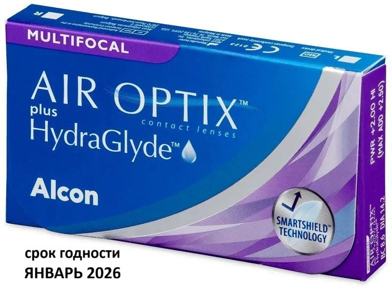срок годности ЯНВАРЬ 2026 Контактные линзы AIR OPTIX plus HydraGlyde Multifocal (3 линзы) 8.6 ...