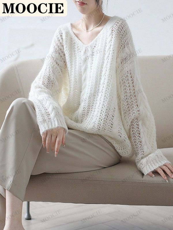 Джемпер Женский MOOCIE кремово-белый Полиэстер, размер 42, 48 Длинный Китай купить c доставкой ...