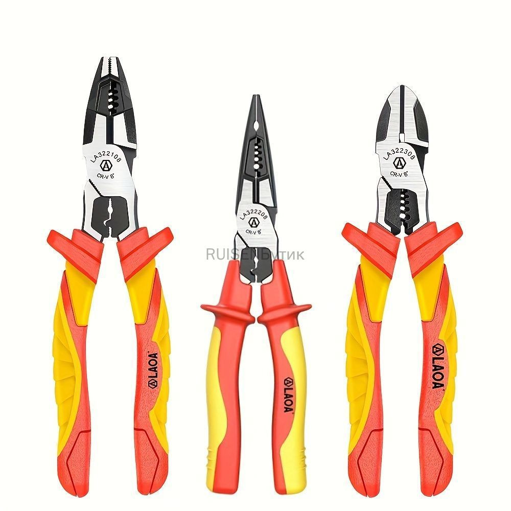 Набор из 3-х предметов: изолированные острогубцы, кусачки, диагональные плоскогубцы ...