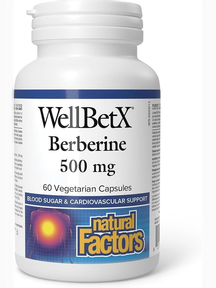 Берберин, Natural Factors, WellBetX Berberine, для поддержки сердечно ...