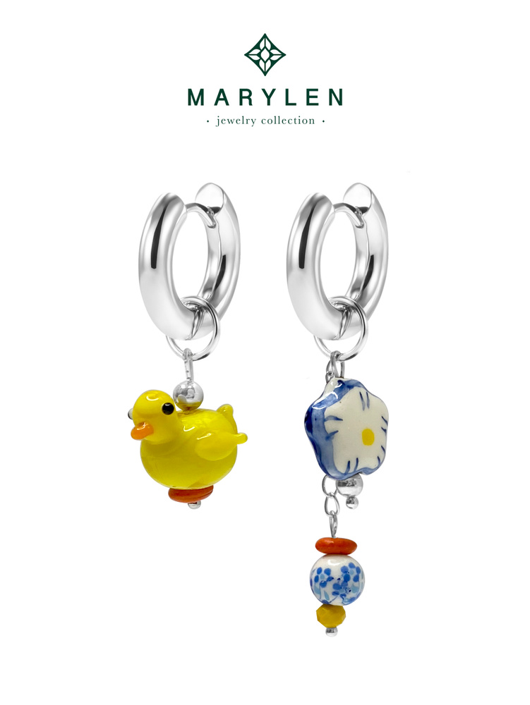 MARYLEN Серьги асимметричные купить на OZON по низкой цене (3474095496)