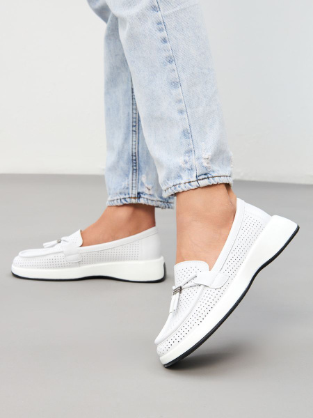 Мокасины Женский Covani белый, размер 41 Россия Без застёжки 7 Без каблука Лето Анатомическая ...