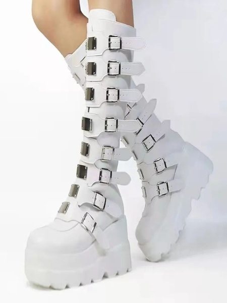 Сапоги Женский KERNA ботфорты, размер 41 белый Демисезон R (средняя) Платформа Китай купить c ...