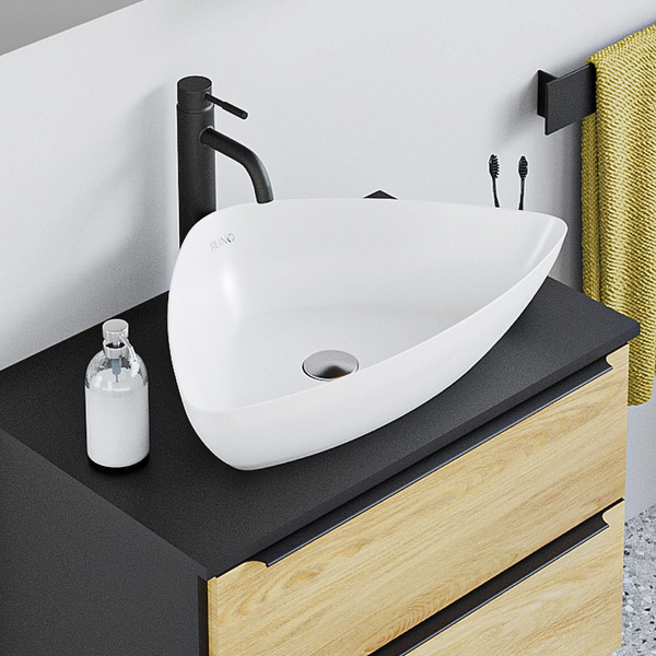 Раковина для ванной "TERZO 60" (треугольник) со смесителем 35-14 SOLID black с выпуском купить ...