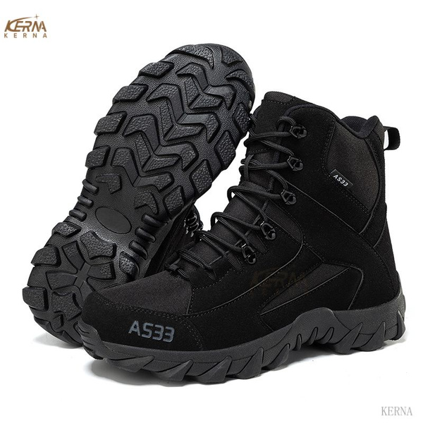 Ботинки для треккинга Мужской KERNA черный, размер 46 Зима Шнурки Без каблука Бахрома Россия ...