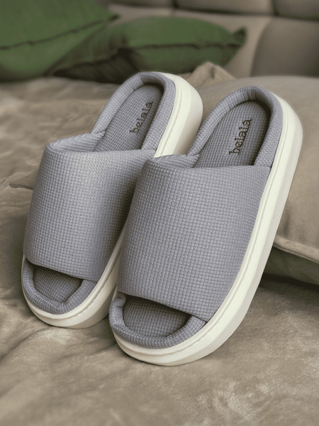 Тапочки Мужской belala, размер 38, 39 серый Открытый нос, Толстая подошва Россия Без каблука Без ...