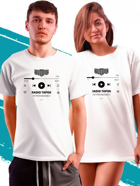 Футболка Мужской, Женский PhilShop белый Средний, размер 52 Хлопок Банты, Геометрический ...