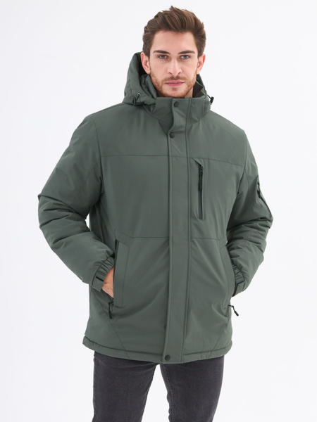Куртка Мужской KINGSO MENS зеленый стойка Полиэстер, размер 54 Длинный Зима свободный ...