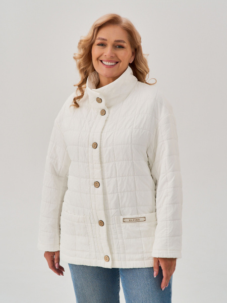 Ветровка Женский Elfina Декоративные пуговицы белый стояче-отложной Полиэстер, Спандекс, размер ...