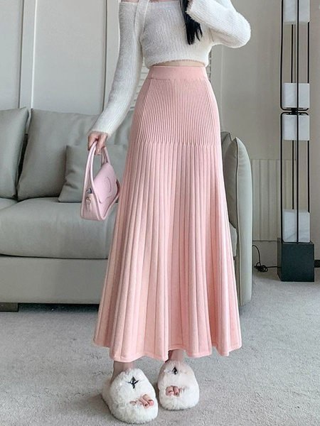 Юбка Женский SYJWY пудровый Политекс, размер 40 Эластичная Бахрома Однотонный На любой сезон ...