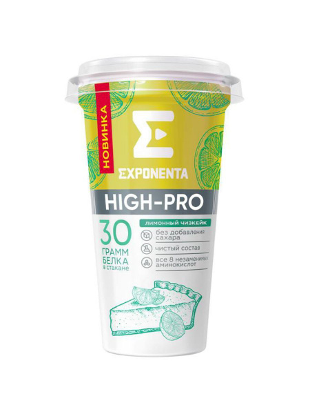 Напиток кисломолочный Exponenta High-Pro Лимонный чизкейк обезжиренный ...