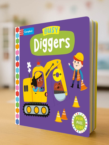 Busy Diggers A Push, Pull, Slide Book интерактивная книга на английском ...