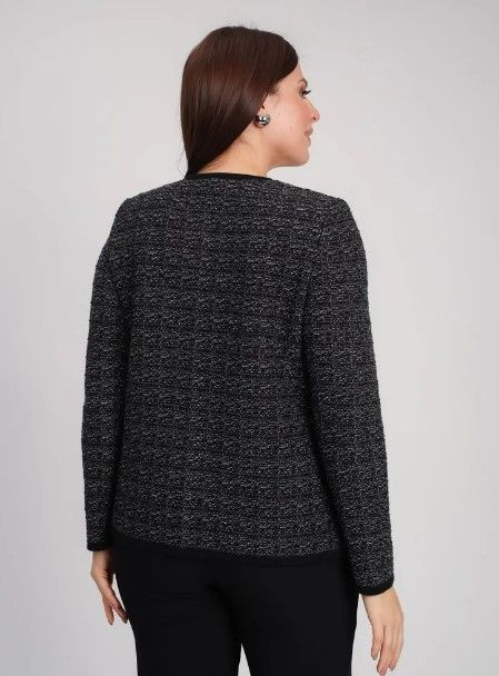 Пиджак Женский BONADI черный, размер 48 оверсайз Длинный Вечерний/праздничный Пуговицы, рост 158 ...