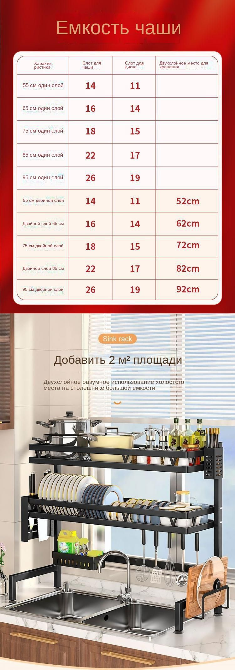 Сушилка для посуды DEQQ , 95 см х 28 см х 82 см купить c доставкой на OZON по низкой цене ...