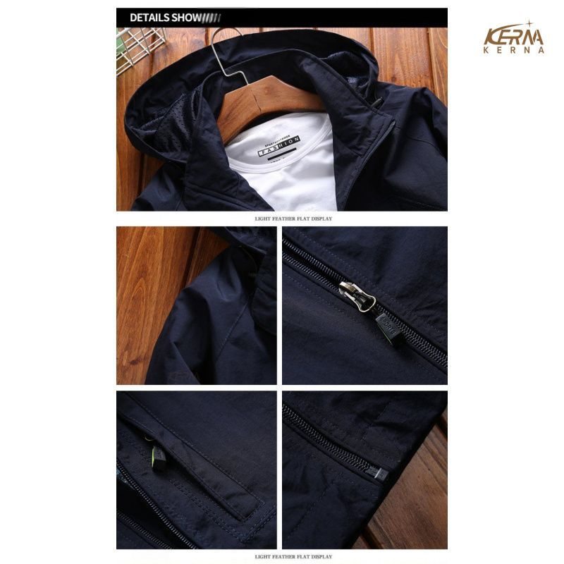 Ветровка Мужской KERNA Съемные чашечки черный лацканы Breathable, Softshell, размер 44 Средний ...