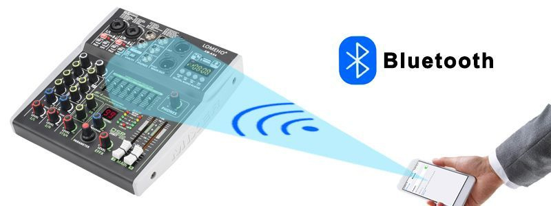 Беспроводной микшерный пульт LOMEHO AM-AX4 , 2-моно/2-стерео канальный ...