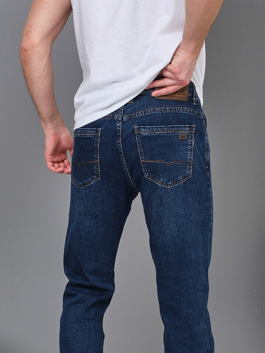 Джинсы Мужской LD wear темно-синий прямые Хлопок, Эластан, размер 50 прямой Молния, Пуговицы ...