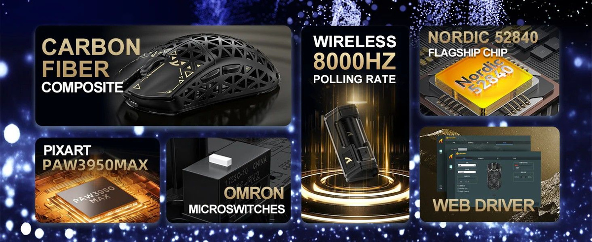 Игровая мышь беспроводная ATTACK SHARK беспроводная R5 ULTRA , черный ...