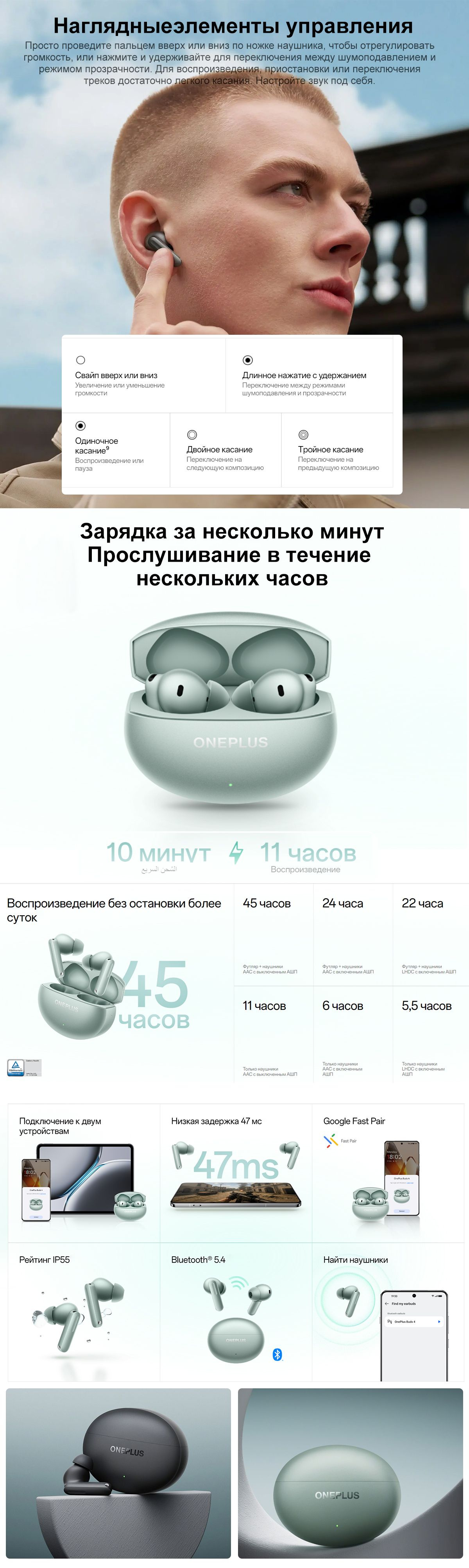 Внутриканальные Внутриканальные OnePlus Buds 4 глобальная версия Беспроводное 10 OnePlus Buds 4 ...