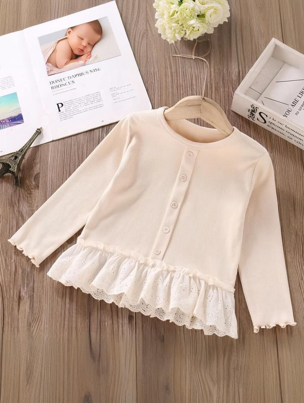 Лонгслив для малышей Девочки SYJWY Однотонный Полиэфирный шелк, размер 120 Длинный Узел розовый ...