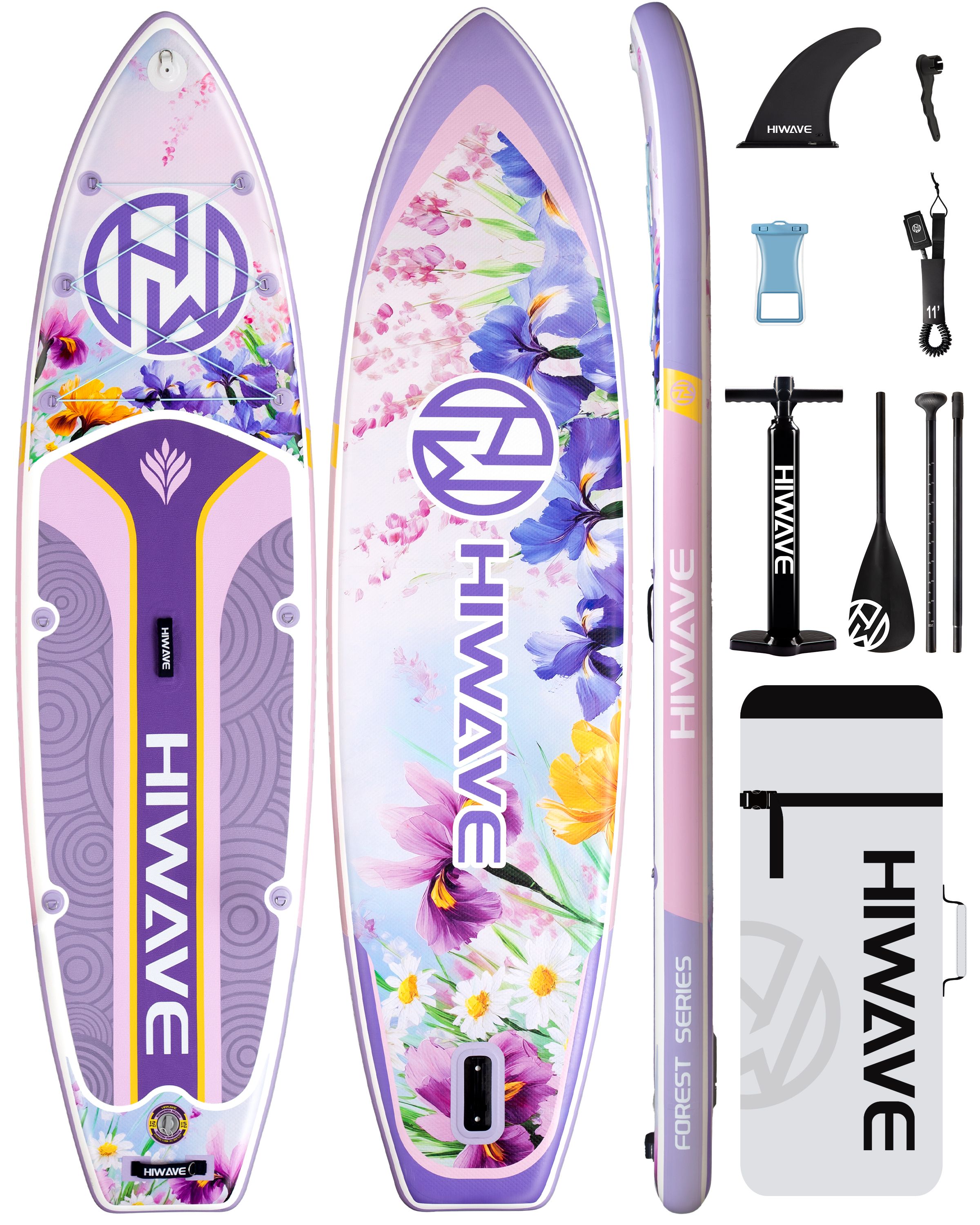 Надувная двухслойная SUP-доска HIWAVE FOREST SERIES FLOWER PURPLE 11 ...