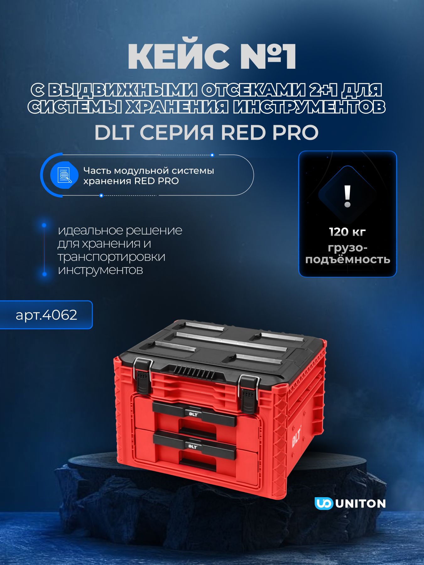 Кейс №1 с выдвижными отсеками 2+1 для системы хранения инструментов DLT ...