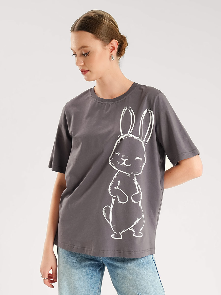 Футболка Женский CLEVER WEAR для дома, для спорта темно-серый Короткий ...