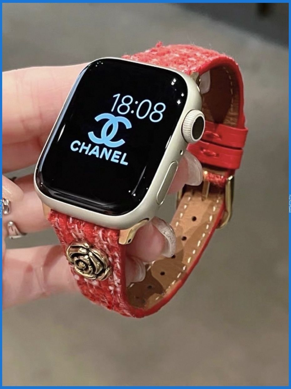 Кожаный ремешок с логотипом Chanel для Apple Watch 38 / 40 / 41 / 42 мм ...