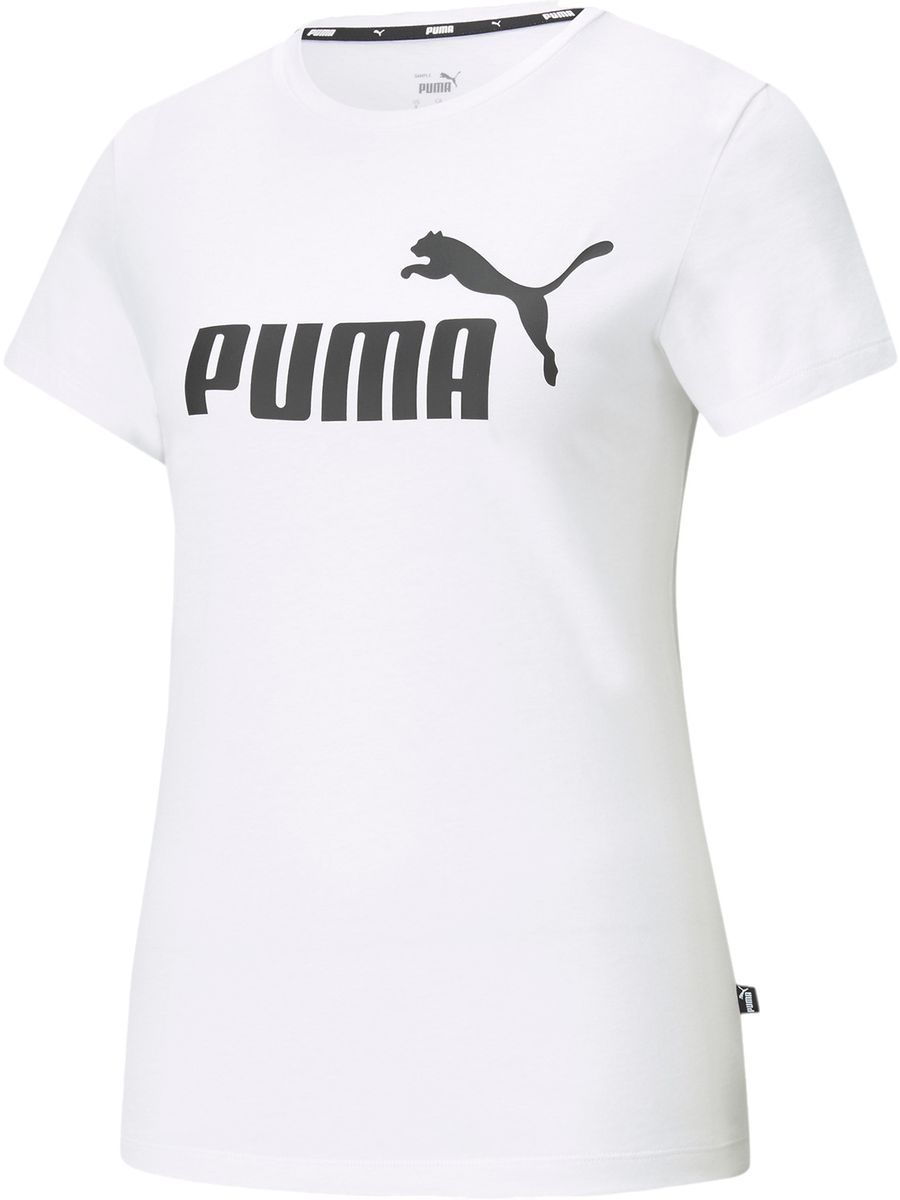 Футболка Женский PUMA белый Короткий, размер 38, 40 Хлопок Логотип ...