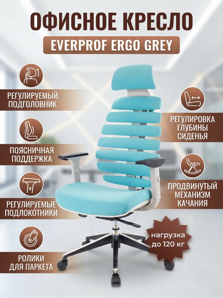 Кресло эргономичное Everprof Ergo Grey высота 111-117 см, макс ...