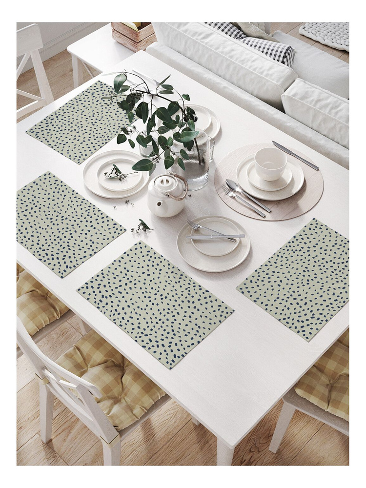 Салфетки на стол для сервировки прямоугольные, плейсмат "Пушистая геометрия" JoyArty, 32x46 см ...