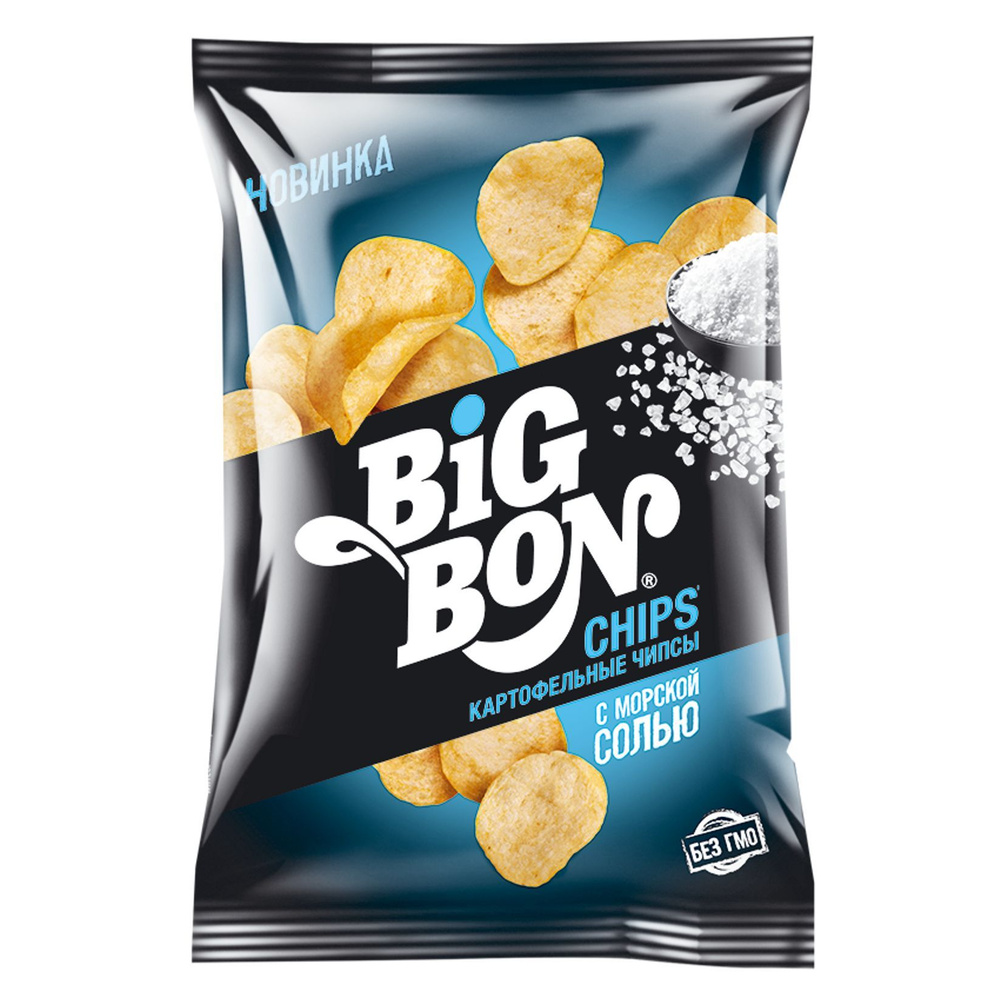 Упаковка 12 пачек Чипсы Big Bon с морской солью 75г - купить с ...