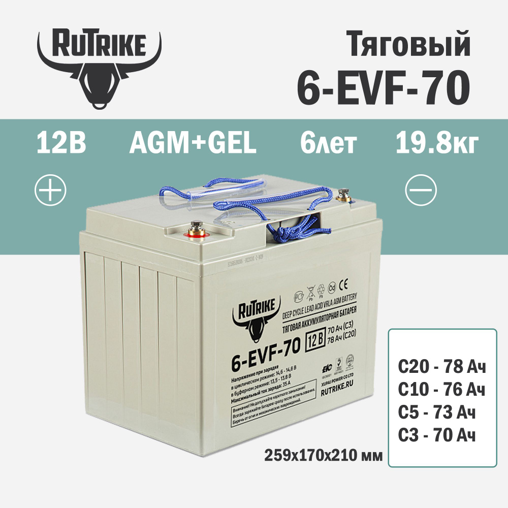 Rutrike Аккумуляторная батарея, 12 В, 78000 мАч - купить с доставкой по ...