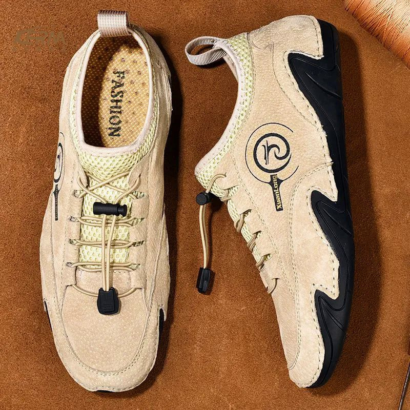 Мокасины Мужской KERNA бежевый, размер 43 Китай Шнурки Без каблука На любой сезон Круглый нос ...