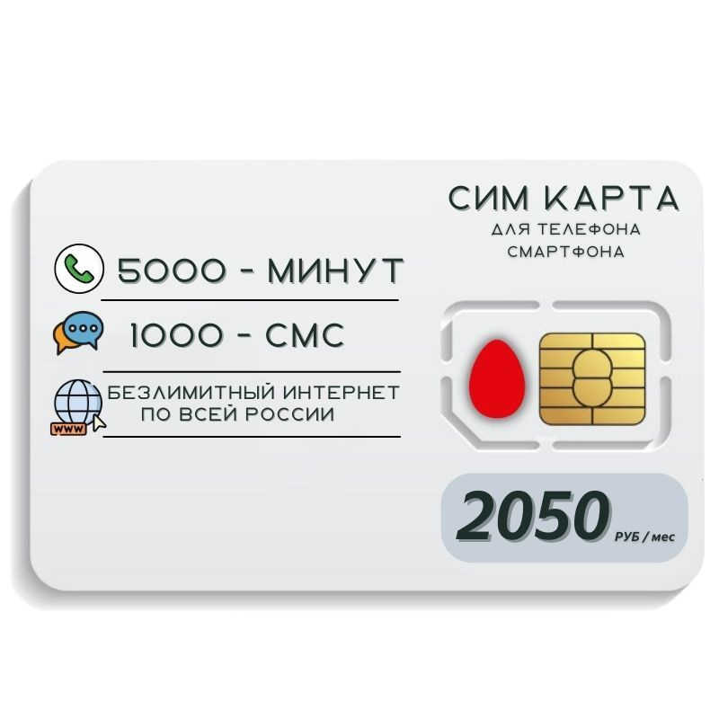 SIM-карта Сим карта Безлимитный интернет 2050 руб. в месяц для любых ...