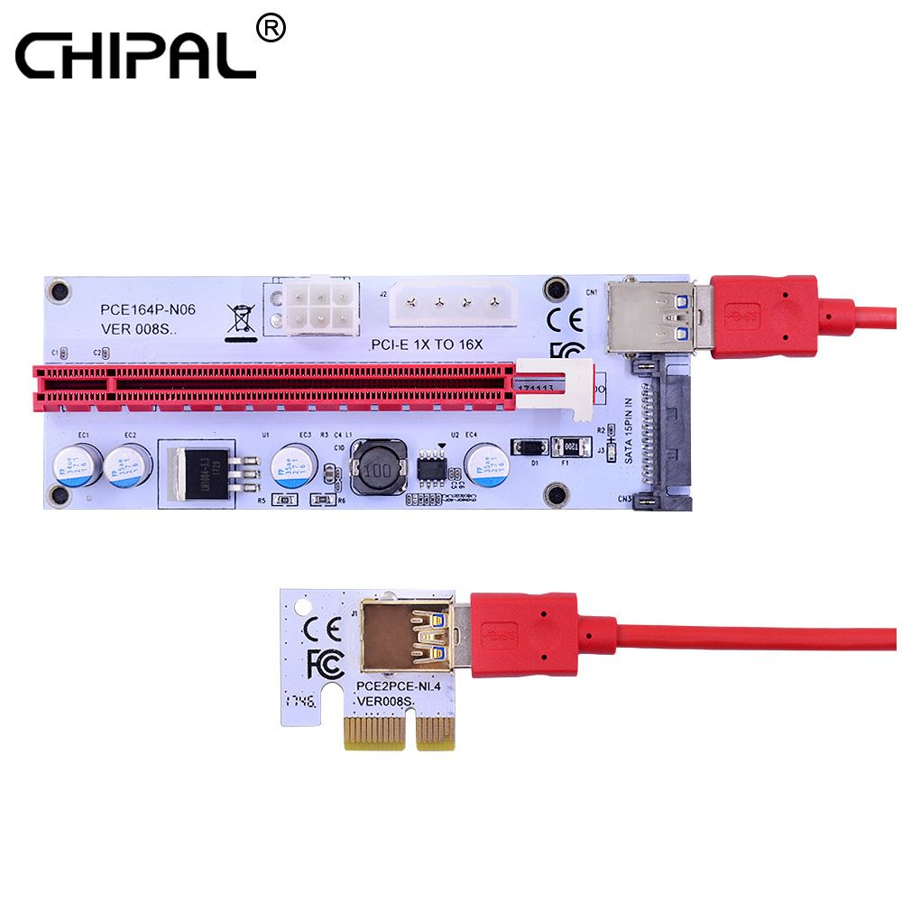 Riser Pci E райзер для видеокарты Chipal Ver008s 008s Molex Pcie