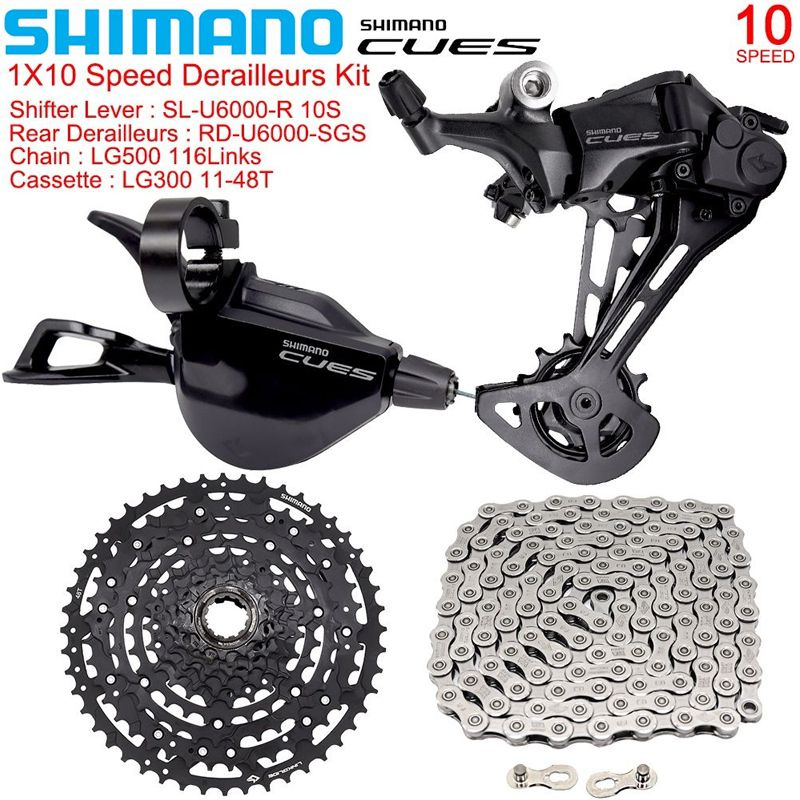 Shimano Cues U6000, группа 1x10, переключение SL-R/RD (Без окном), кассета CS-LG300 11-48T, цепь ...