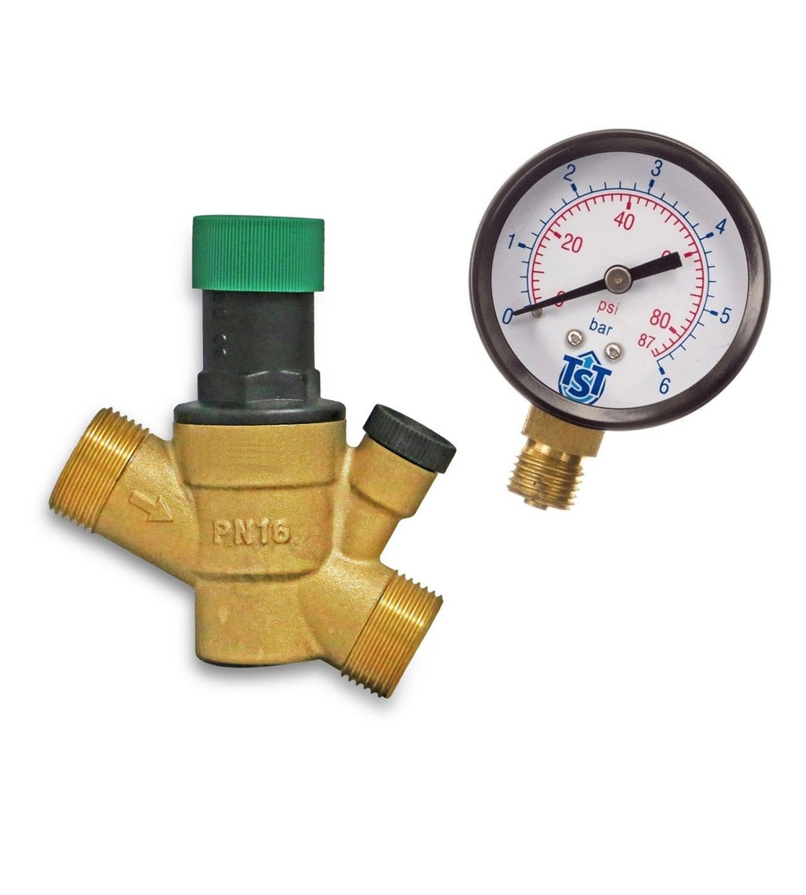 Редуктор давления косой поршневой / регулятор давления с манометром 1/2 ...