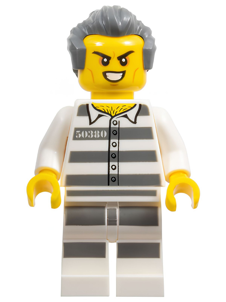 Минифигурка Lego Sky Police - Jail Prisoner 50380 Prison Stripes, Scowl ...