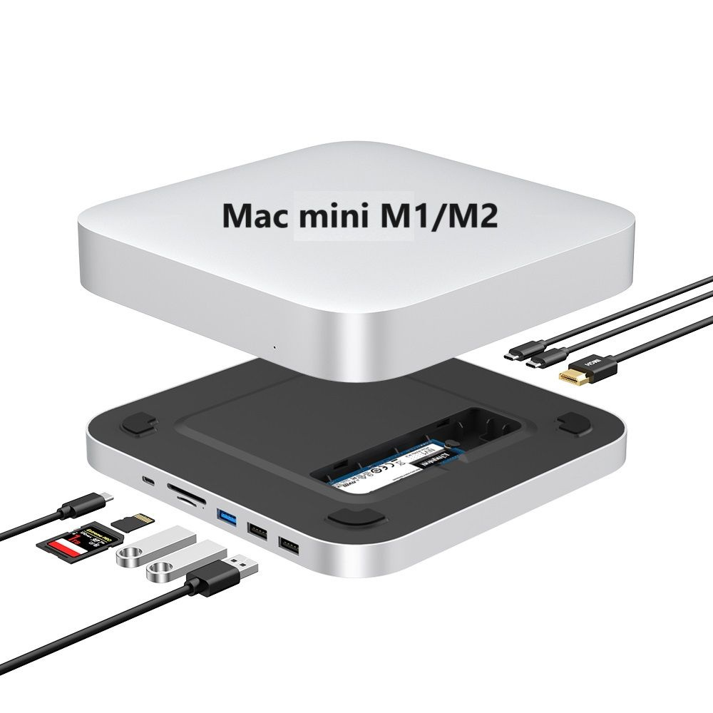 Qwiizlab USB Hub type c для Mac mini M2/М1 Mac Studio Dock Station 4K@60Hz HDMI M.2 SSD ...