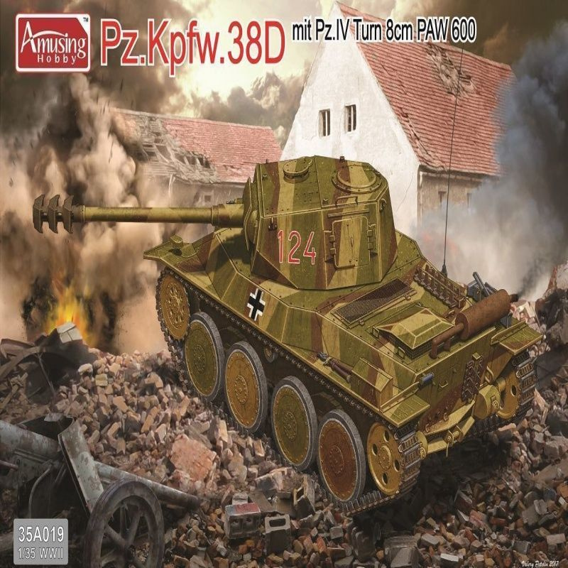 Amusing Hobby 1/35 35A019 Немецкая броня 38 D mit Pz, IV Turm und 8 cm ...