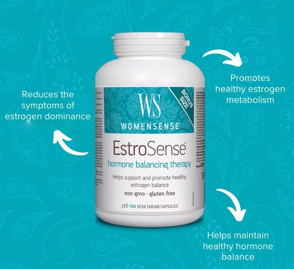 WomenSense, EstroSense, гормональный баланс, 150 вегетарианских капсул ...