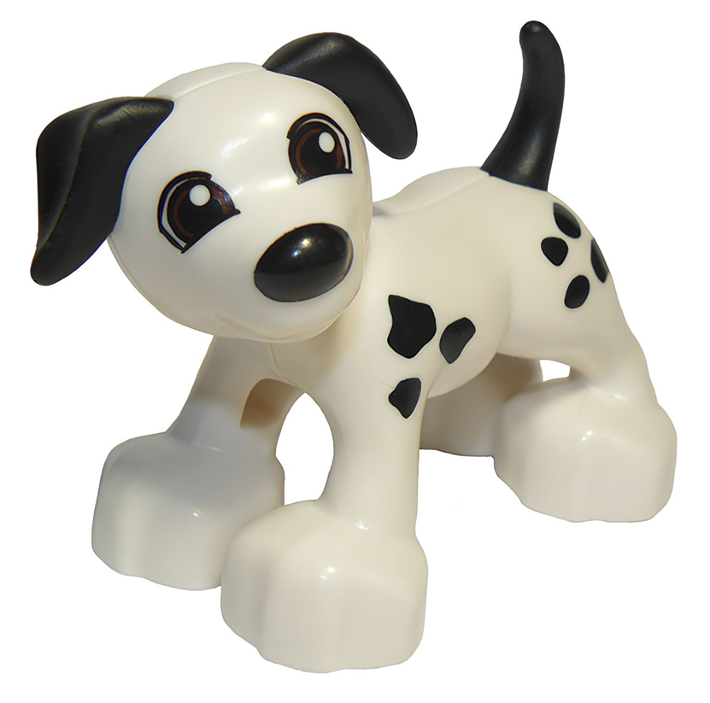 Щенок белый Lego Duplo Dog with Reddish Brown Eyes and Black Ears, Nose ...