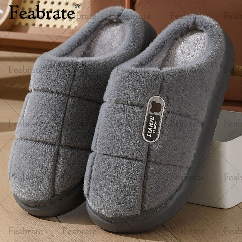 Тапочки Мужской Feabrate, размер 48 серый Большемерит, Рифлёная подошва Платформа Без застёжки ...